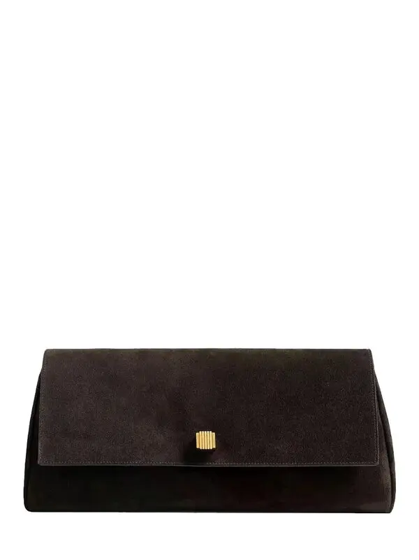 Khaite Audrey Suede Clutch - Brown