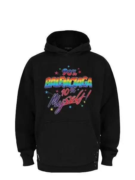 Balenciaga Graphic Hoodie - Washed Black