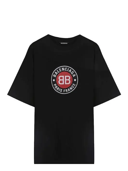 Balenciaga Bb Badge Logo T-shirt - Black