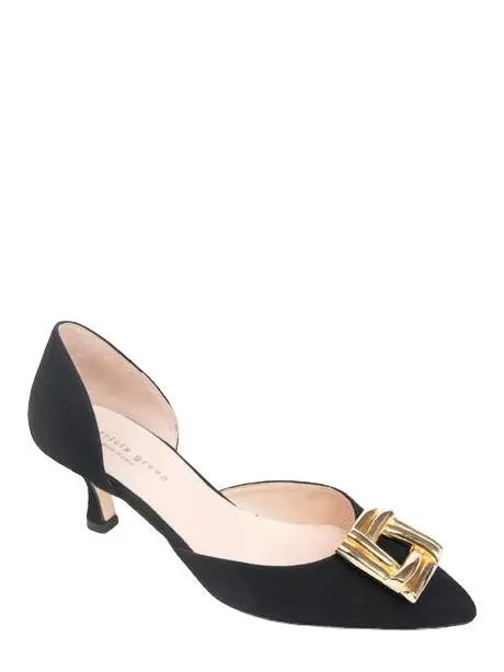 PATRICIA GREEN Bella D'orsay Kitten Heel Pumps - Black Suede