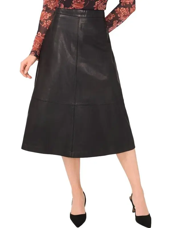 Ted Baker London Leather Flowy Skirt - Rich Black