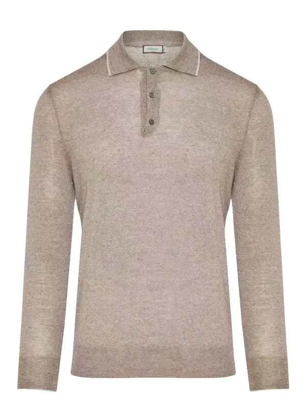 Canali Long Sleeve Polo Shirt - Brown