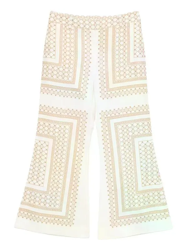 Zimmermann Geometric-print Flared Trousers - Neutrals