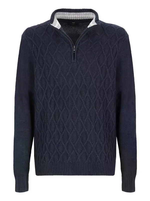 ARMATA DI MARE Diamond-pattern Half-zip Sweater - Blue