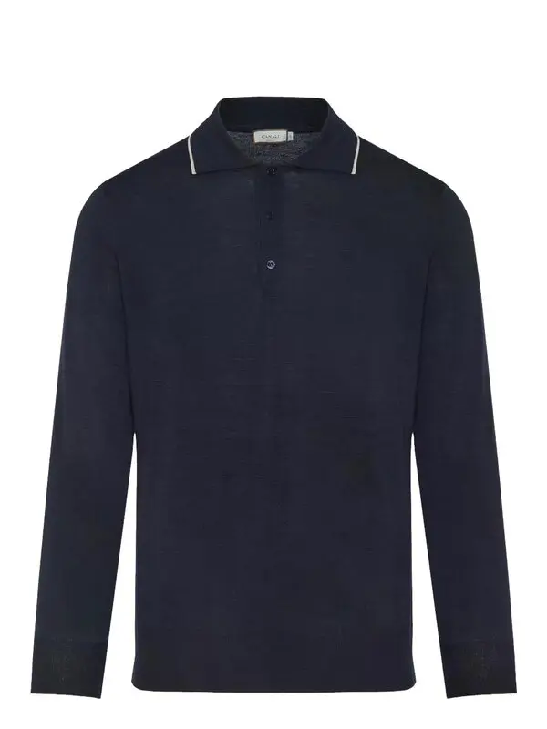 Canali Long Sleeve Polo Shirt - Blue