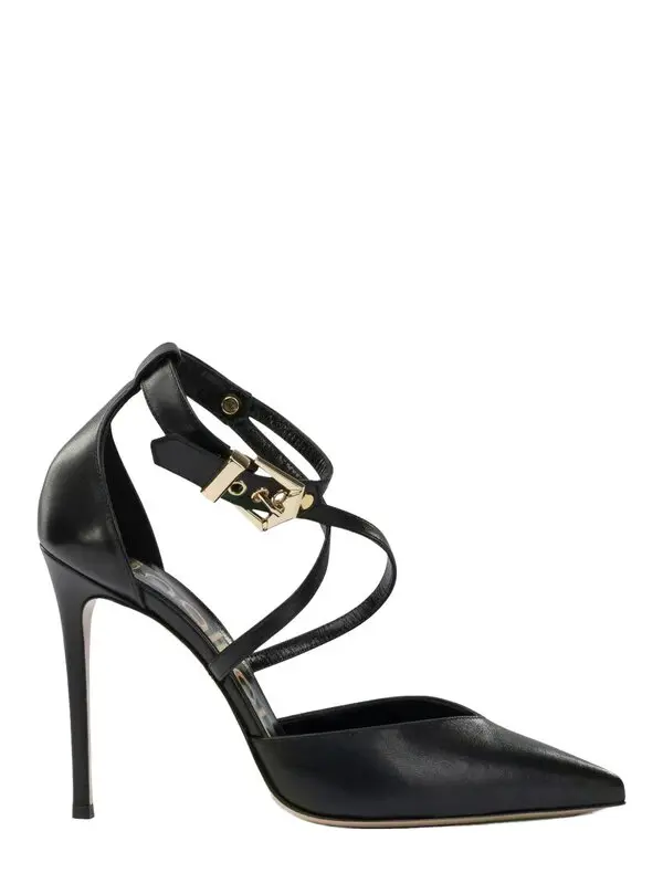 NINALILOU Buckled-strap Pointed-toe Pumps - Black