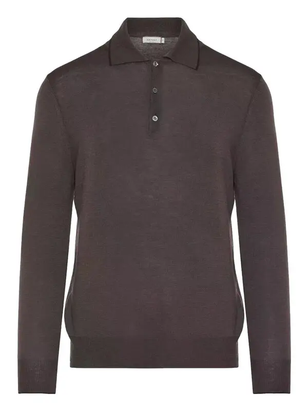 Canali Wool Blend Polo Shirt - Brown