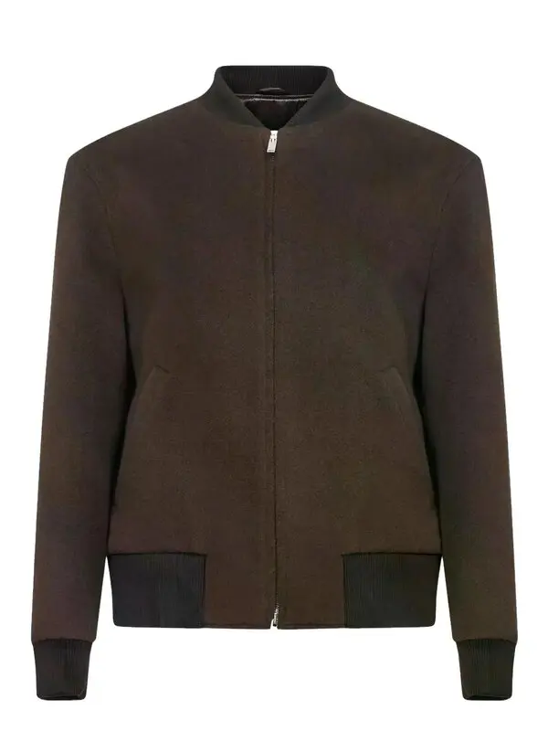 LARDINI Virgin Wool Zip-up Bomber Jacket - Brown