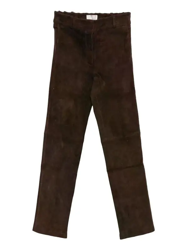 Hemisphere Suede Straight Leg Trousers - Brown