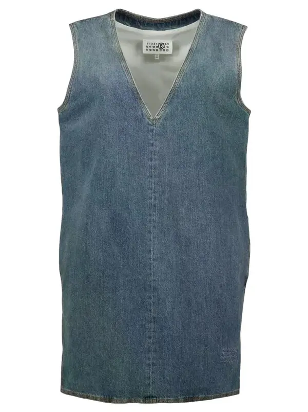 MAISON MARGIELA V-neck Denim Mini Dress - Blue