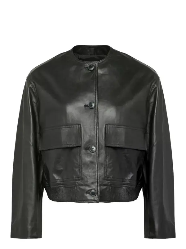 YVES SALOMON Cropped Leather Jacket - Black