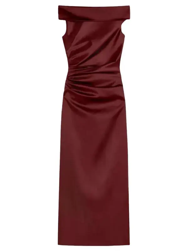 PIANOFORTE Off-shoulder Draped Maxi Dress - Red
