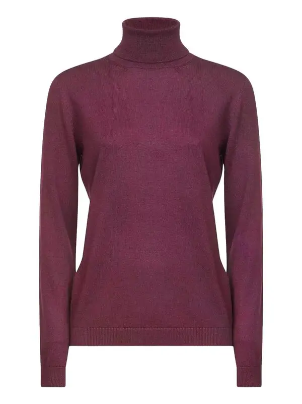 BLANCA VITA Turtleneck Ribbed Knitwear - Purple