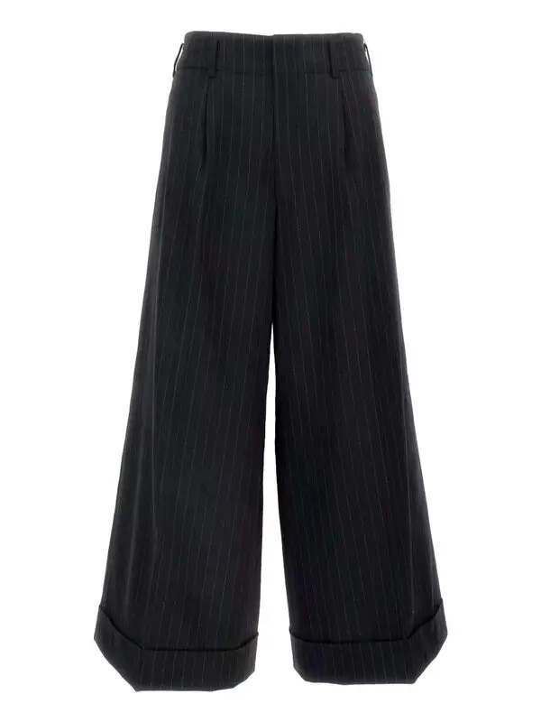 Comme Des Garçons Pinstripe Cuffed Trousers - Black