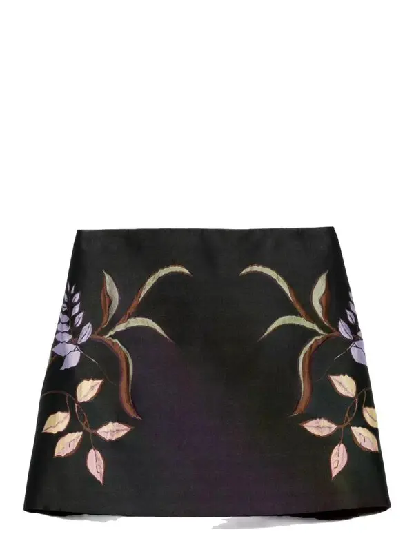 Dorothee Schumacher Floral-embroidered A-line Mini Skirt - Black