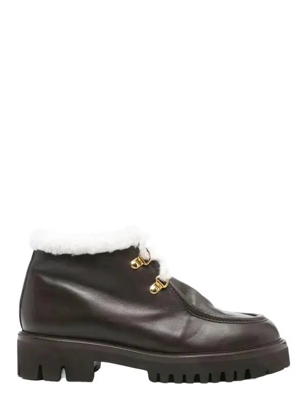 TRUMAN´S Shearling-trimmed Lace-up Boots - Brown