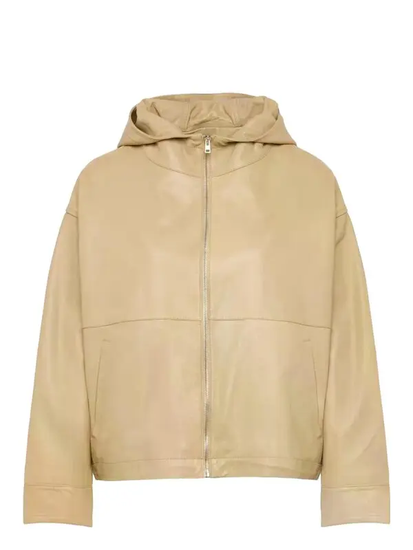 YVES SALOMON Hooded Leather Jacket - Neutrals