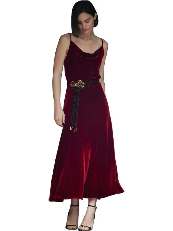 Natori Couture Velvet Silk Slip Gown - Red