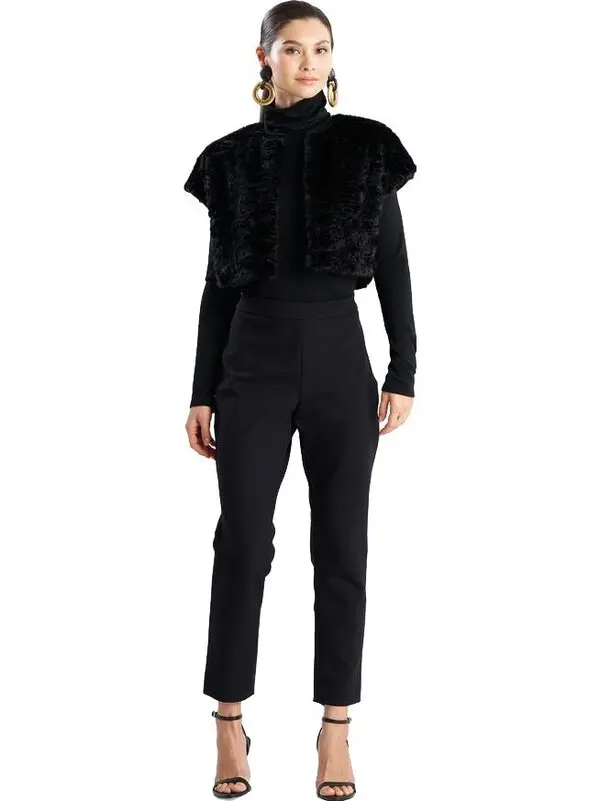 Natori Astrakhan Faux Fur Bolero - Black