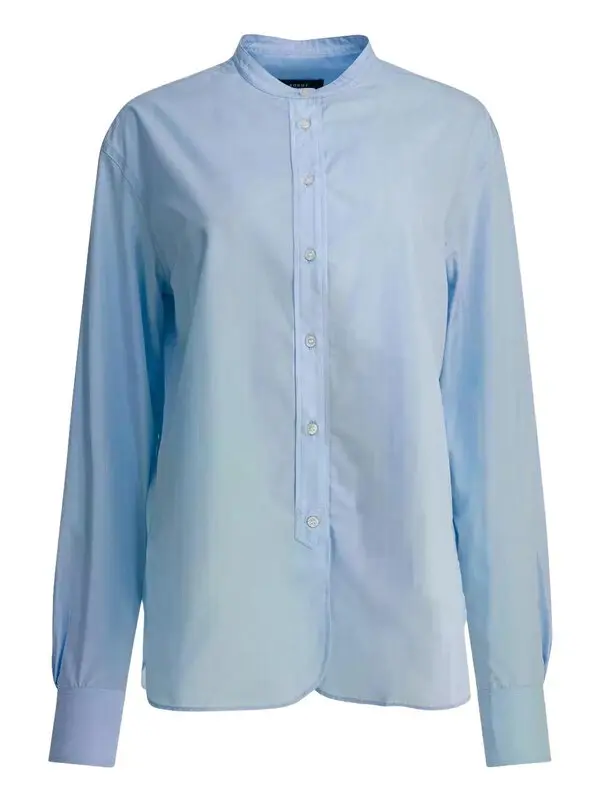 Soeur Cotton Collarless Shirt - Blue