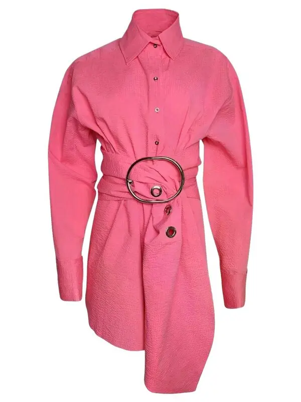 MARQUES' ALMEIDA Cotton Shirt Midi Dress - Pink