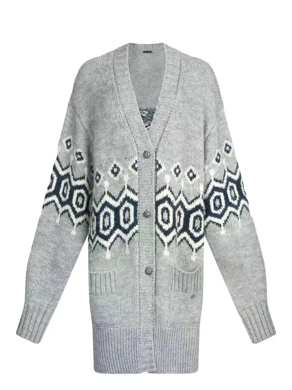 Liu Jo Jacquard Puff-sleeve Cardigan-coat - Grey