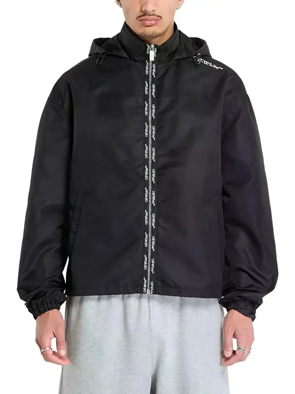 Off-White Hooded Logo-tape Jacket - Black