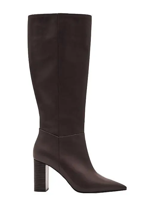 REISS Heeled Leather Knee-high Boots - Burgundy