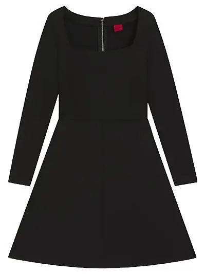 Hugo Boss Square-neck Long-sleeved Mini Dress - Black
