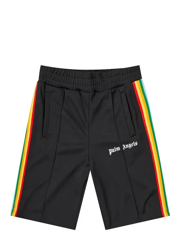Palm Angels Rainbow Striped Track Shorts - Black