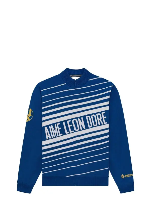Aimé Leon Dore Windstopper Striped Knit Cycling Jersey Gore-tex Labs - Blue