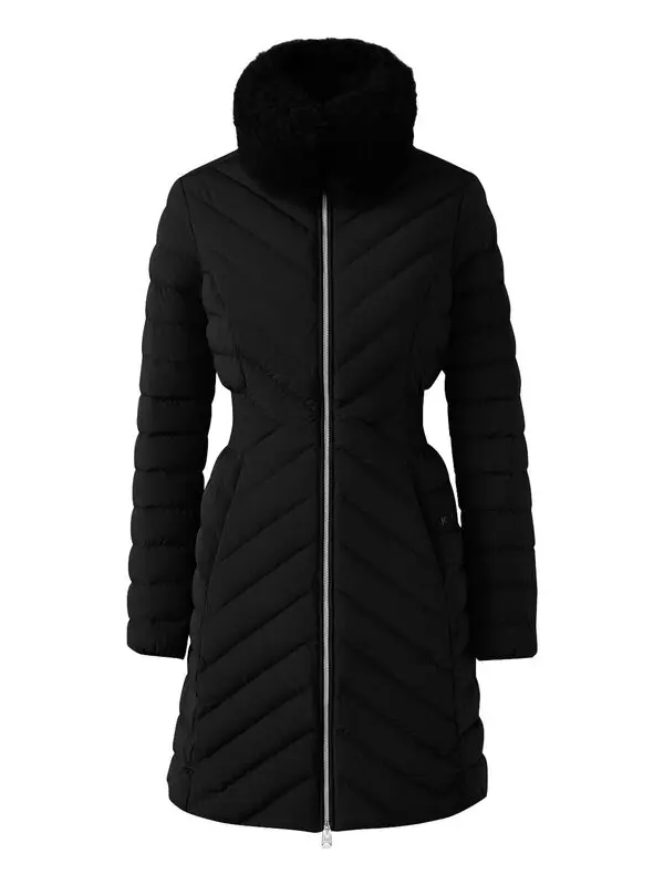 Mackage Lyris Quilted Down Coat With Shearling Trim - Black