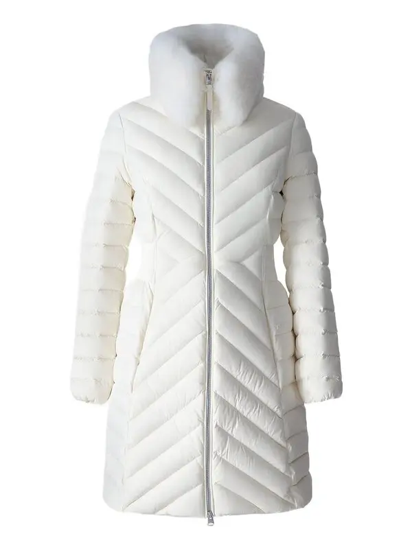 Mackage Lyris Quilted Down Coat With Shearling Trim - Cream
