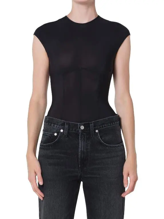 AGOLDE Nadia Cap Sleeve Bodysuit - Black