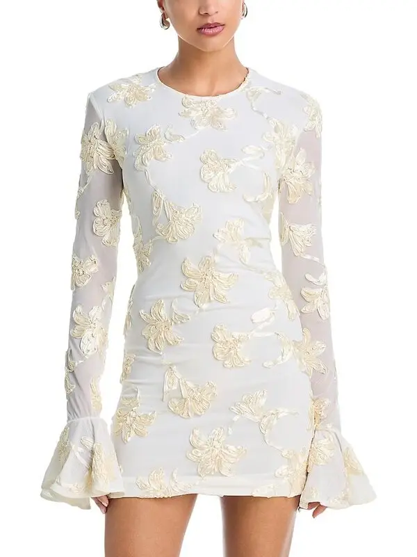 ROTATE BY BIRGER CHRISTENSEN Flower Mesh Mini Dress - Egret