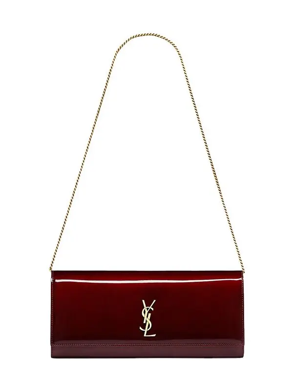 Saint Laurent Kate Clutch In Patent Leather - Gloss Burgundy