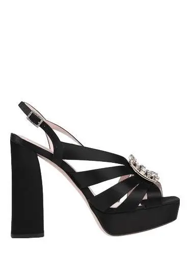 ROGER VIVIER Satin Sandals With Rhinestone Embellishments - Black