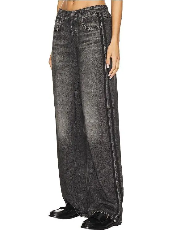 Rag & Bone Miramar Wide Leg Track Jeans - Washed Black