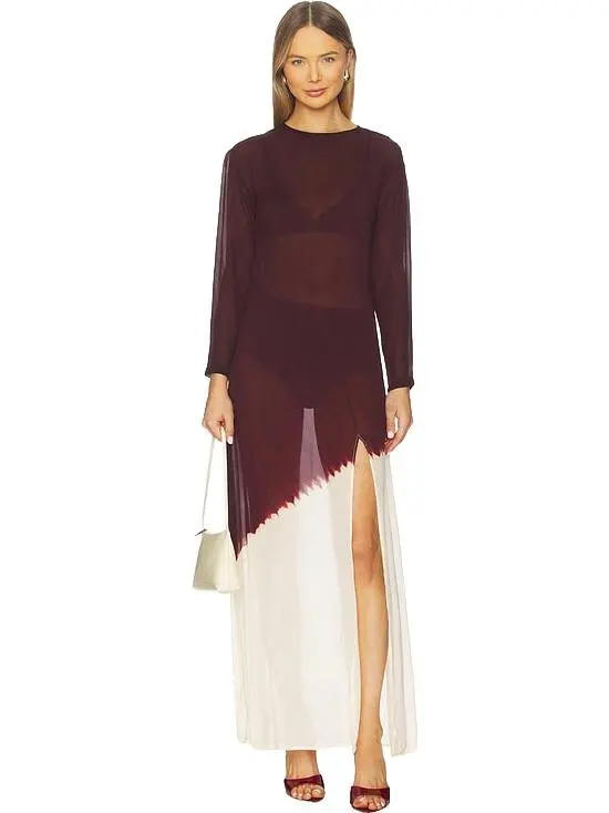 SWF Sheer Panel Maxi Dress - Merlot Cloud