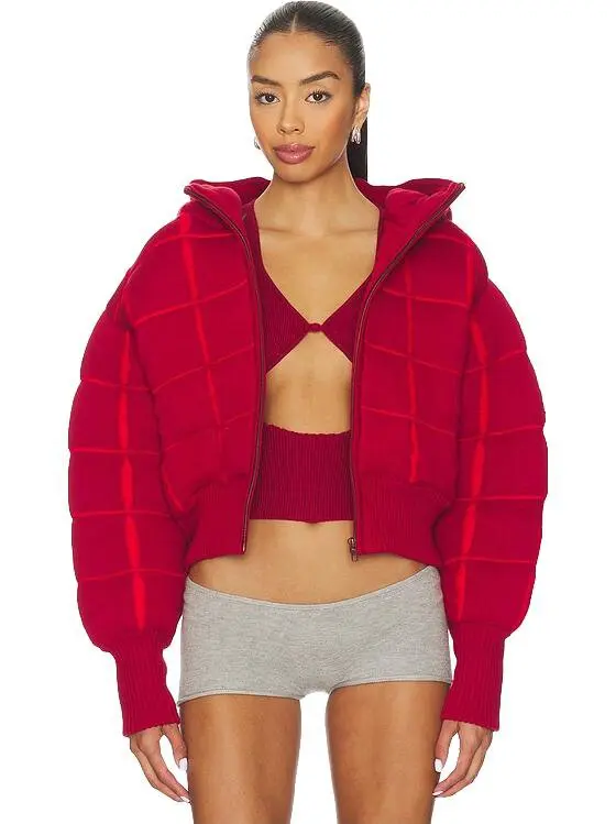 ISA BOULDER Square Puffer Jacket - Cherry