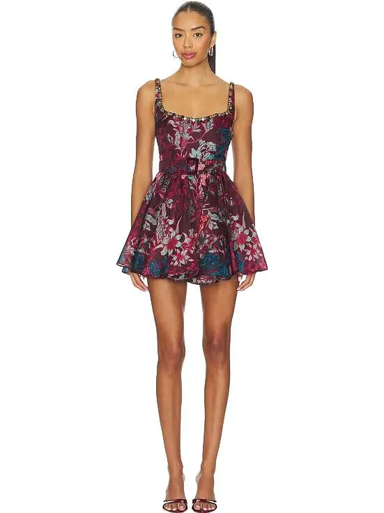 LA FUORI Garden Jewel Dress - Burgundy Garden