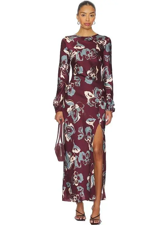 Astr The Label Elyse Dress - Wine Floral