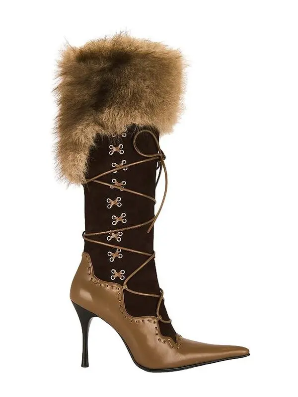 Jeffrey Campbell Verbier-f Boots - Brown Suede & Tan Combo