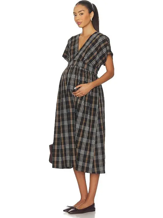 Hatch Autumn Plaid Carolina Dress - Black Multi Plaid