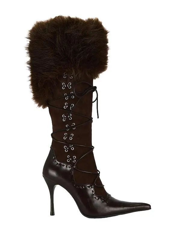Jeffrey Campbell Verbier-f Boots - Brown Suede Combo