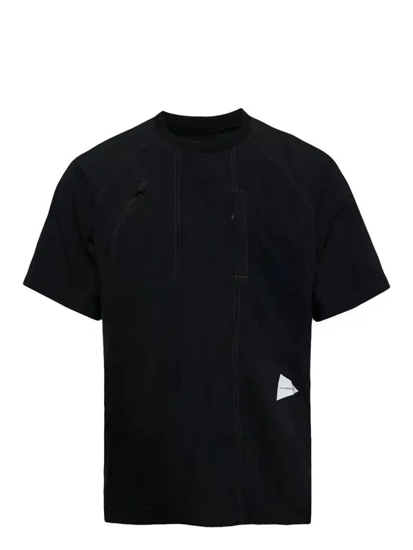 AND WANDER Contrast-stitching Panelled T-shirt - Blue