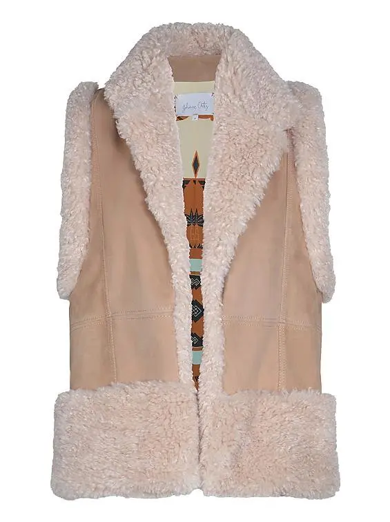 Johanna Ortiz Salty Airy Shearling Vest - Ecru Multi