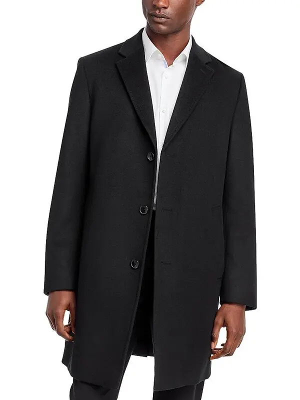 BOSS Jared Wool & Cashmere Regular Fit Topcoat - Black