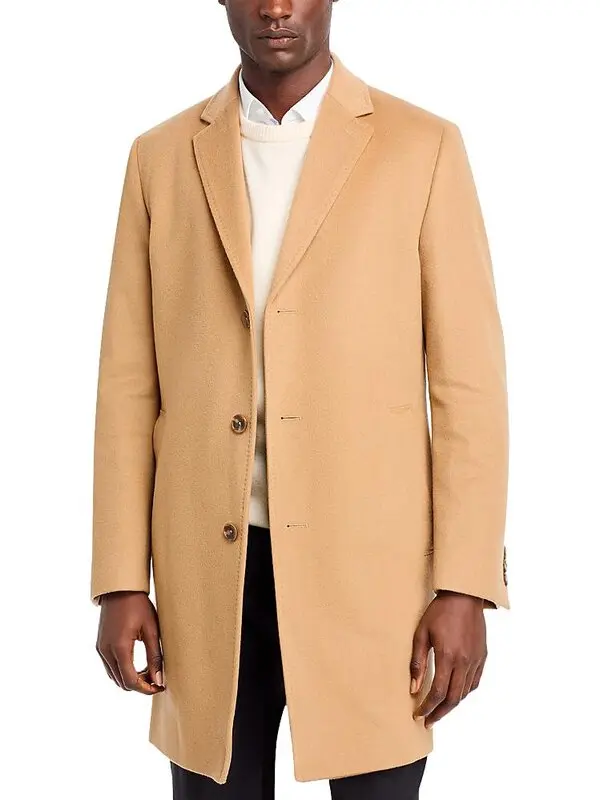 BOSS Jared Wool & Cashmere Regular Fit Topcoat - Medium Beige