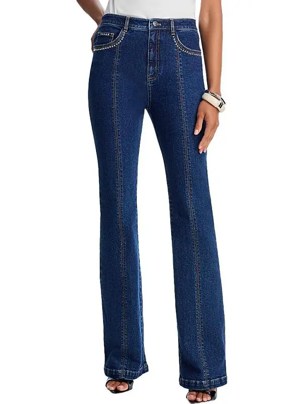 Cinq À Sept Studded Single Heart Shailene High Rise Jeans - Oceane/silver